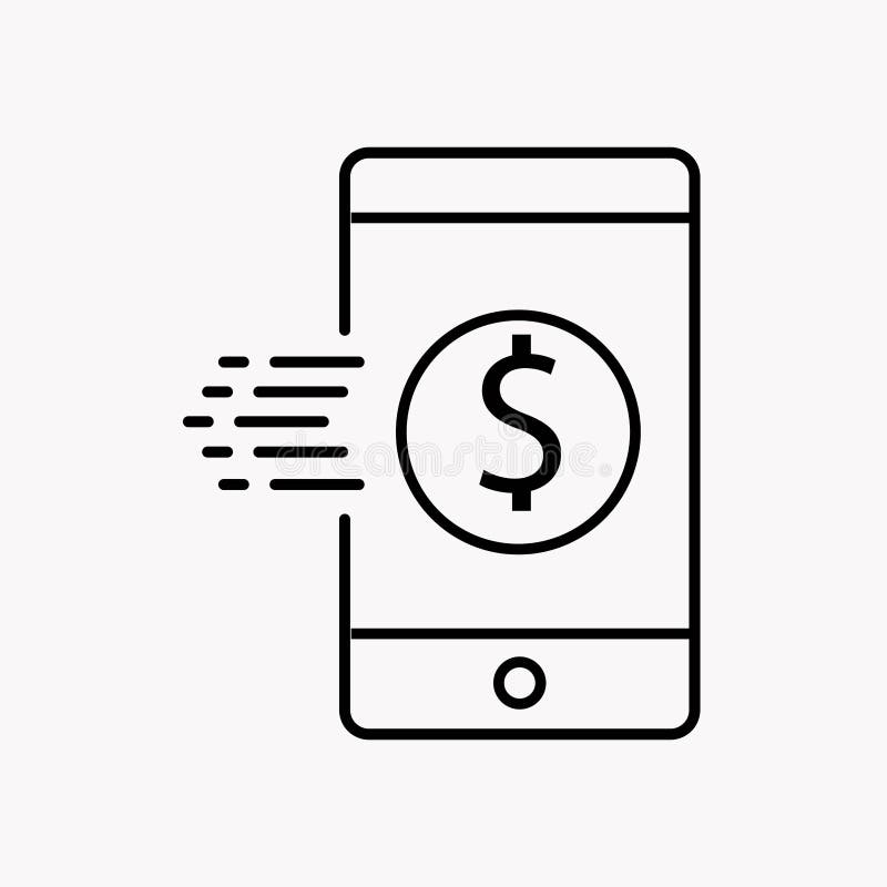 Ashback Icon, Money Refund on Smartphone Icon in Linear Style on White ...