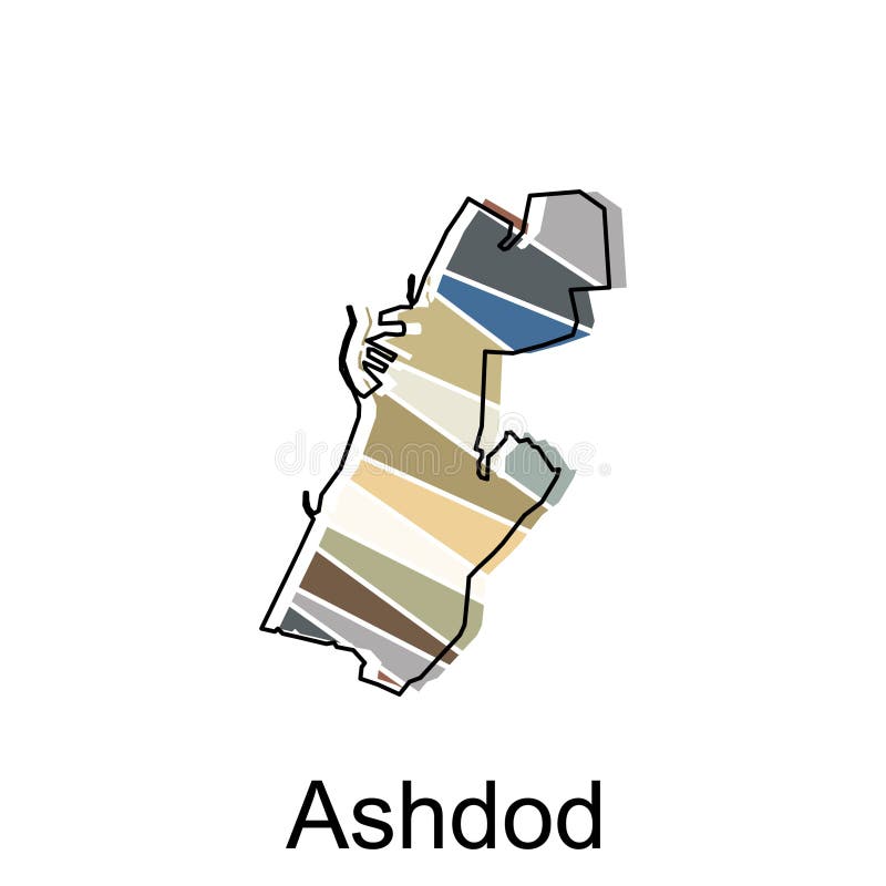 Ashdod Map Icon Vector Illustration Design Template, Stylized Vector ...