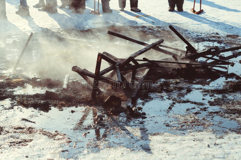 The Ashes of the Fire in the Street Stock Image - Image of dark, coal ...
