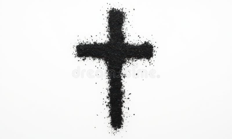 Symbol of Ashes in the Shape of a Cross on a White Background ...