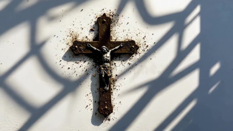 Ashes Form a Crucifix Silhouette on a White Background Symbolizing ...