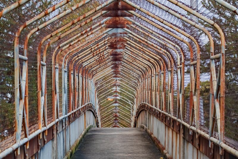 Asheville Pedestrian Walking Bridge Stock Image - Image of metal ...