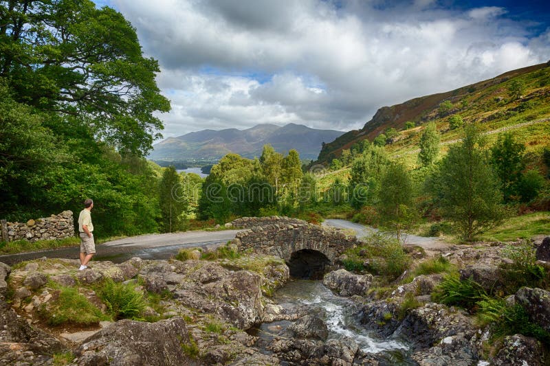Ashness Bridge Over Small Stream in Lake District Stock Image - Image ...