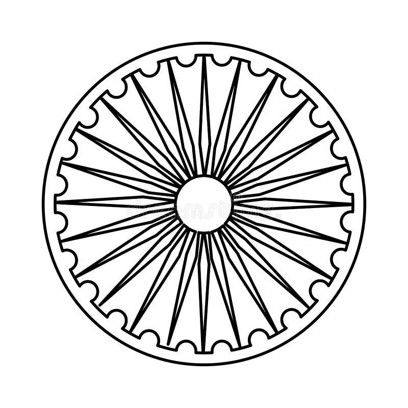 Ashoka Chakra symbol stock vector. Illustration of black - 81515053