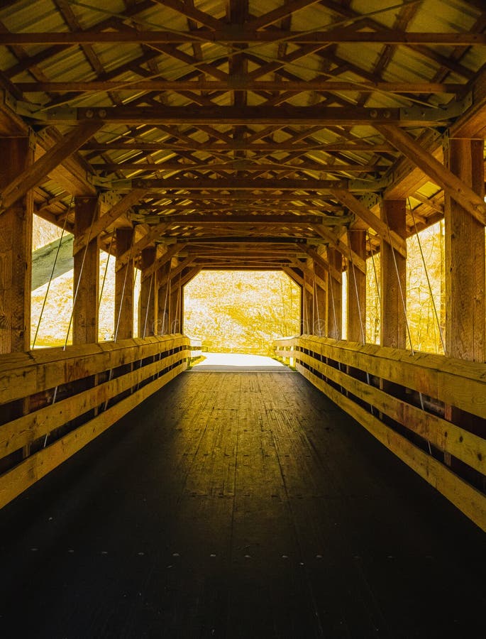 Ashtabula, Ohio, USA - 4-16-22: Inside of the Riverview Covered Bridge ...