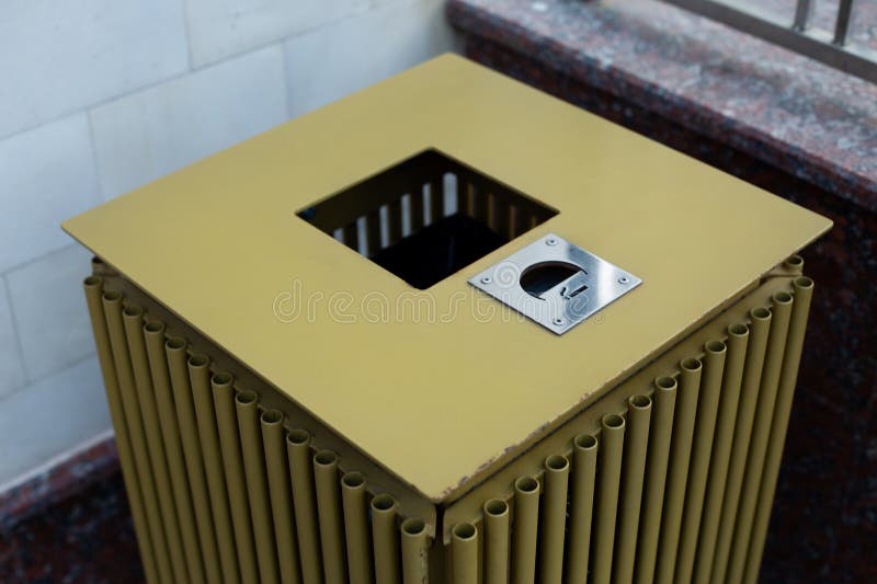 Ashtray for Cigarette Smokers Built into Metal Trash Can Stock Image ...