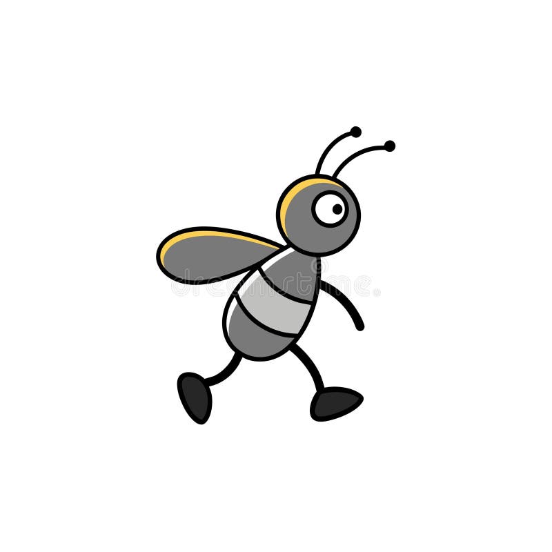 Ashy Mining Bee Walks Icon Vector Illustration Stock Illustration ...