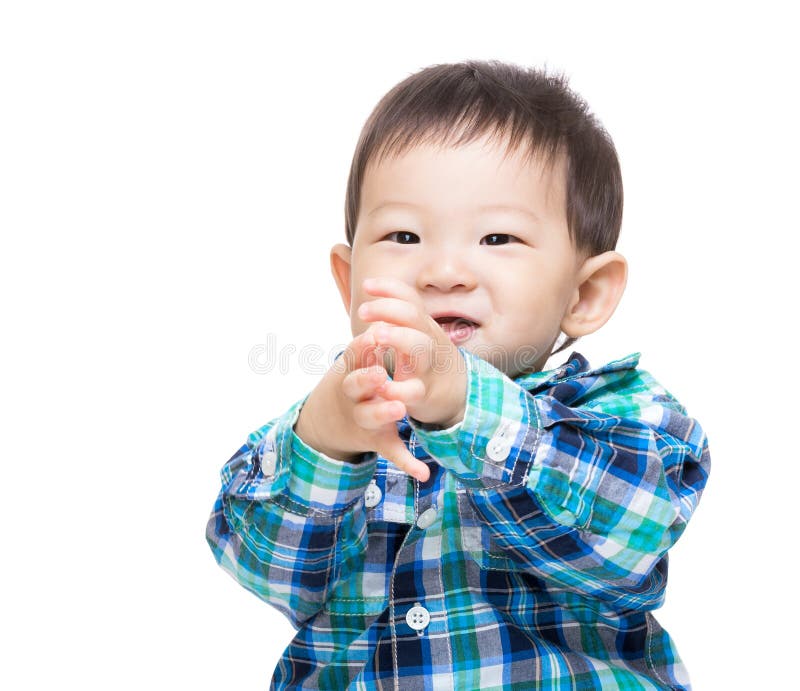 Asia Baby Boy Clapping Hand Stock Photo - Image of japanese, asian ...