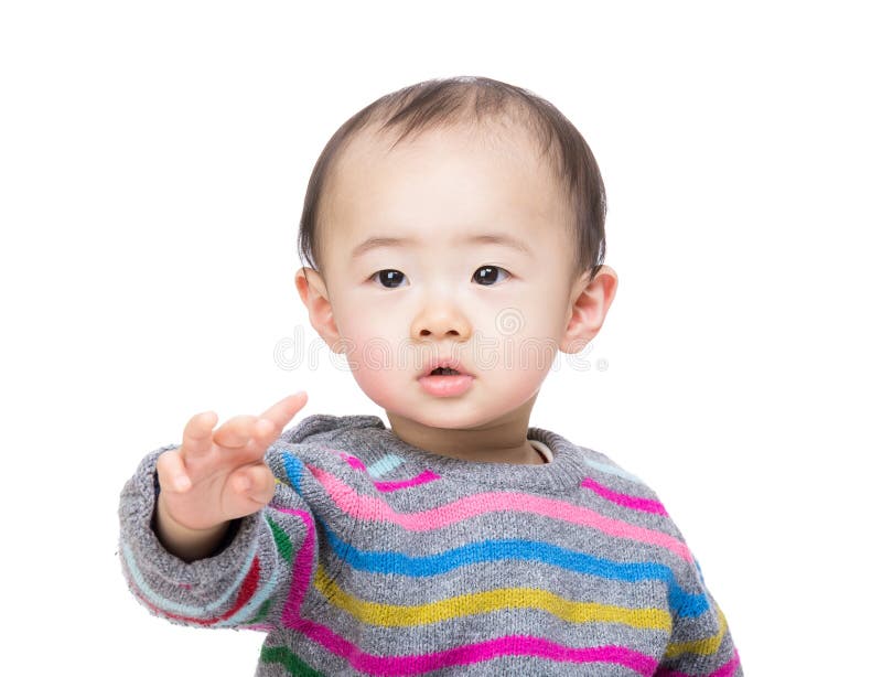 Asia Baby Boy with Hand Pointing Front Stock Photo - Image of male ...