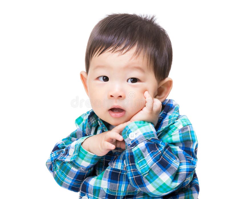 Asia Baby Boy Hand Touch Face Stock Photo - Image of face, chinese ...