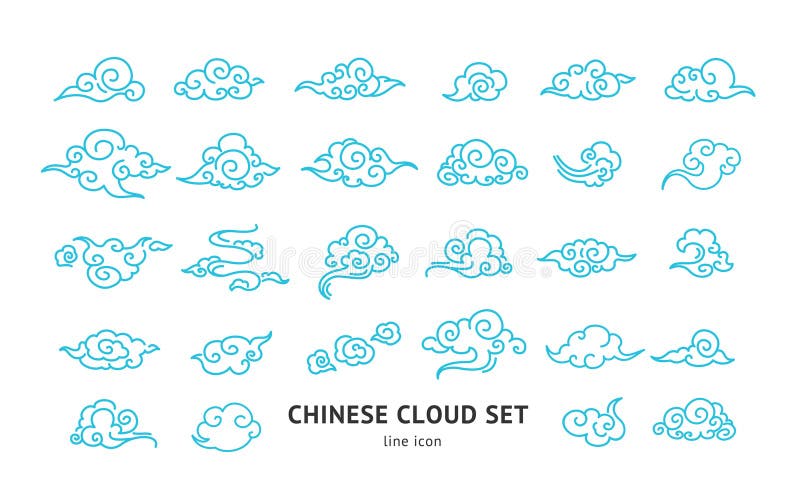 Asia Clouds Sign Golden Thin Line Icon Set. Vector Stock Vector ... Asia Clouds Sign Golden Thin Line Icon Set. Vector Stock Vector ...