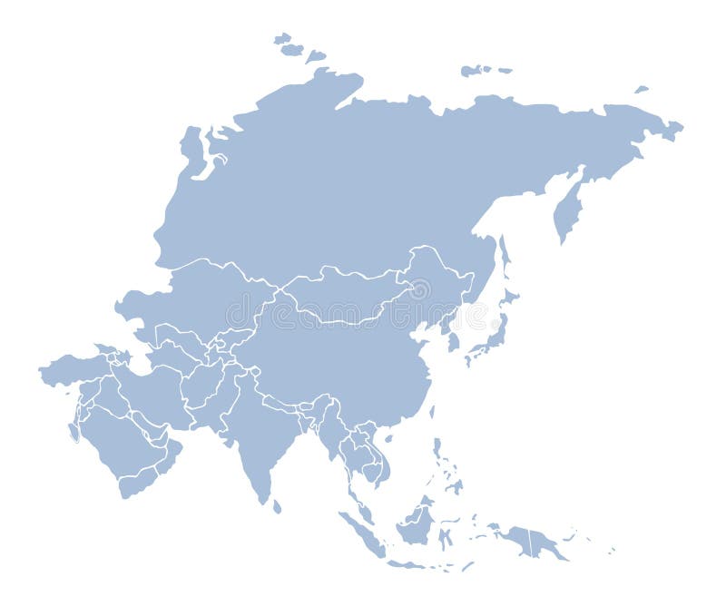 Asia. Continent with the Contours of the Countries. Vector Drawing ...