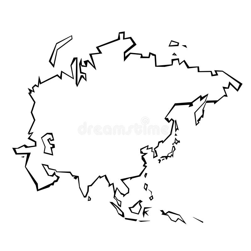 Asia continent outline stock illustration. Illustration of place ...