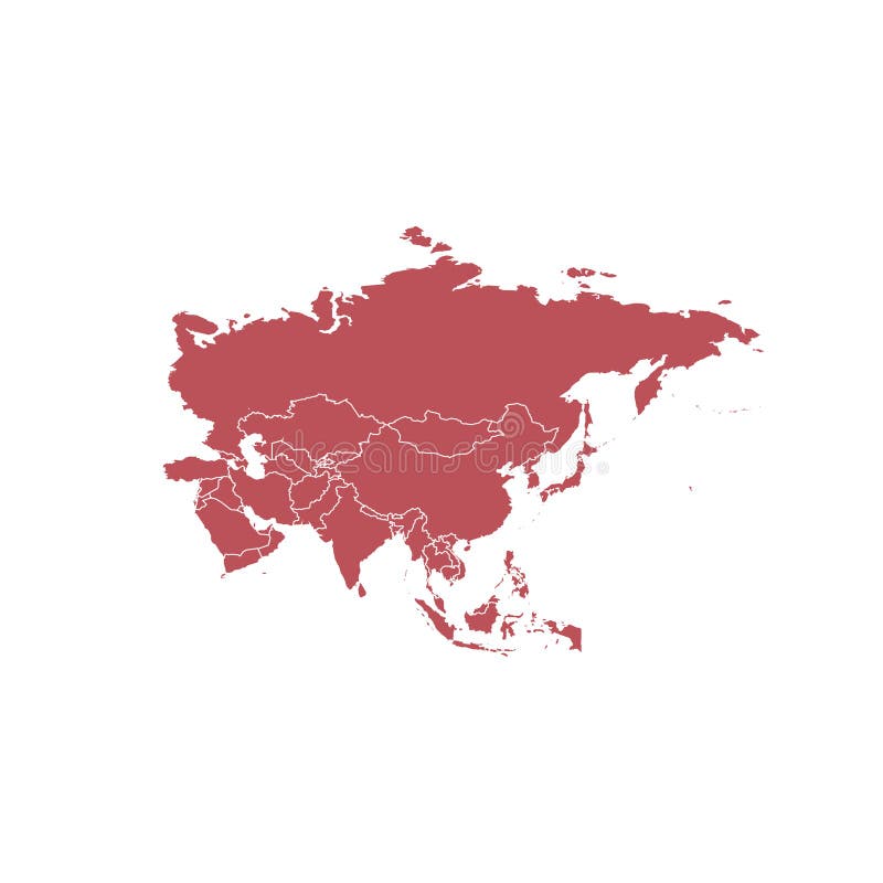 Asia with Country Borders, Vector Illustration. White Background Stock ...