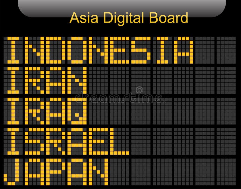 Asia Country Digital Board Information. Stock Illustration ...