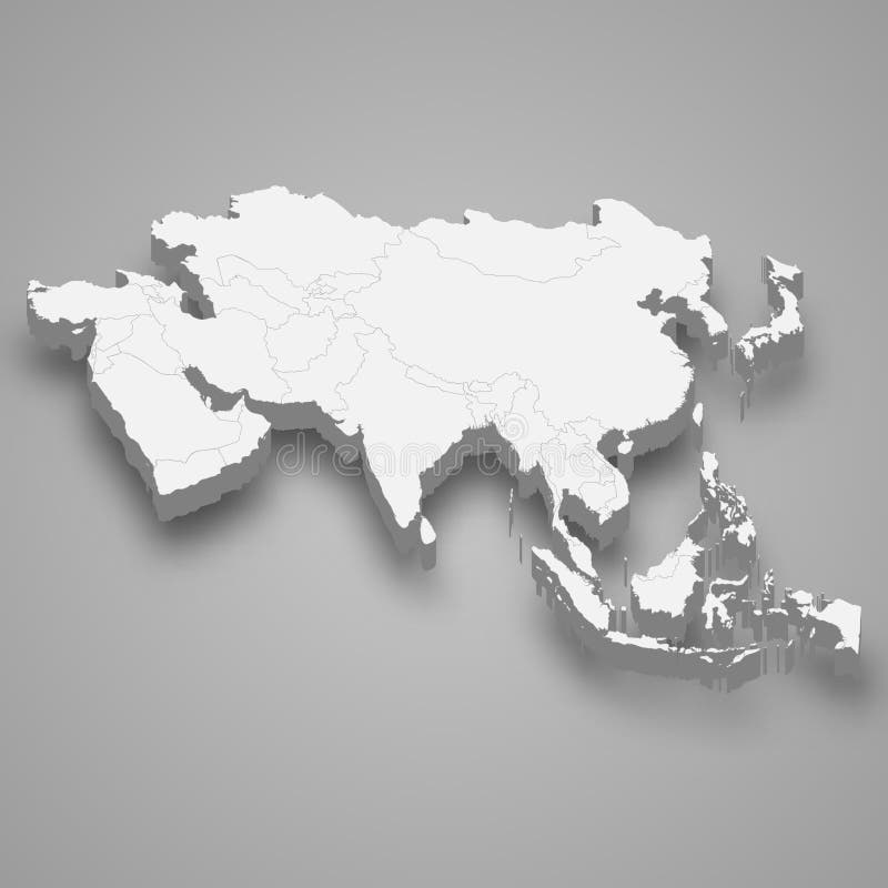 Asia 3d Map. Vector Illustration Stock Vector - Illustration of asia ...