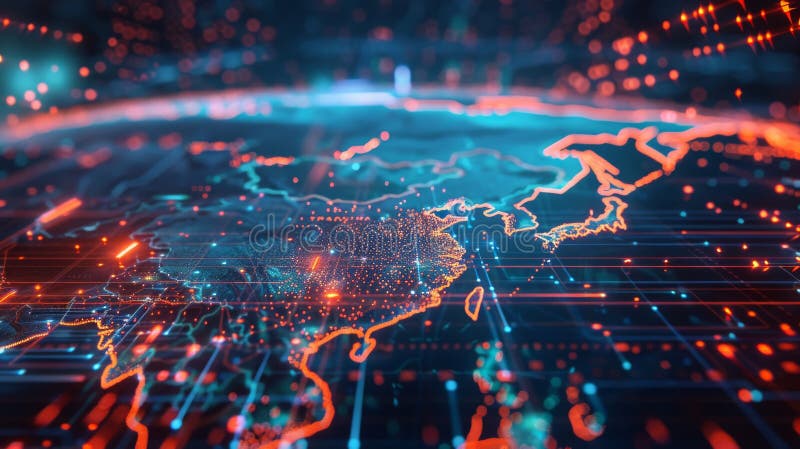 Asia Digital Map, Concept of Global Network and Connectivity, High ...