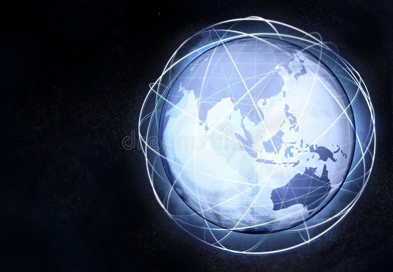 Asia Earth Globe View with Travel Network Stock Illustration ...