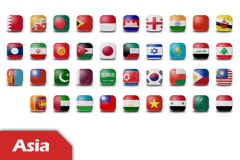 Asia flag buttons stock illustration. Illustration of white - 16654285
