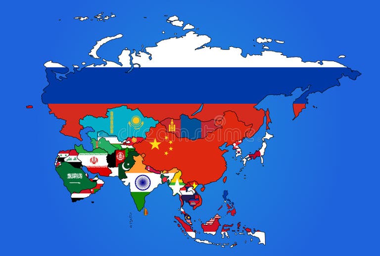 Asia Flag Map stock vector. Illustration of asia, colored - 48901782