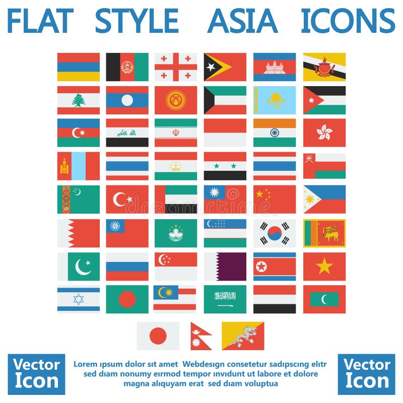 Asia flat flags stock illustration. Illustration of bangladesh - 55001971