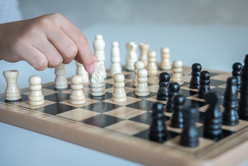 A Asia Girl Learn How To Play Chess Game Stock Image - Image of asia ...