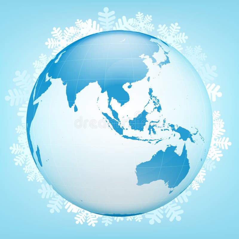 Asia Globe View in Winter Season Vector Stock Vector - Illustration of ...