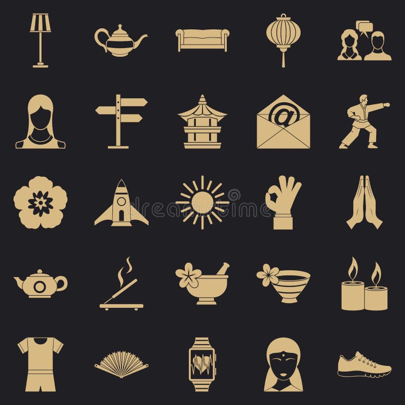 Asia Icons Set, Simple Style Stock Vector - Illustration of indonesia ...