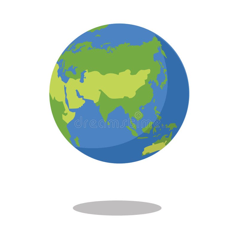 Asia Isolated on White Background Flat Planet Earth Icon Vector ...