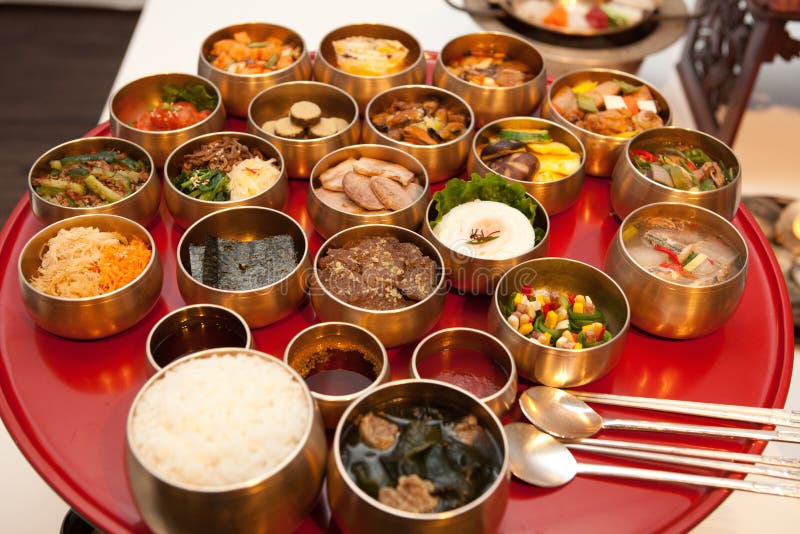 Healthy Korean Dining Table Stock Photo - Image of japanese, green ...