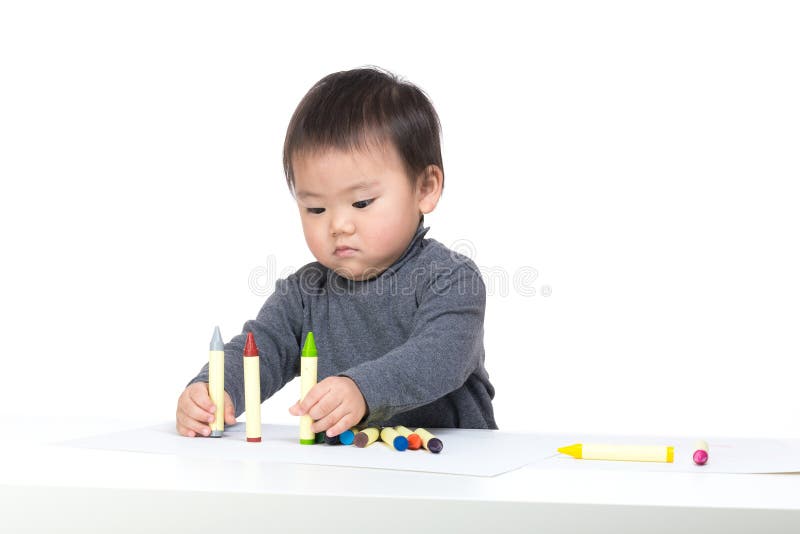 Asia little boy drawing stock image. Image of education - 38769457