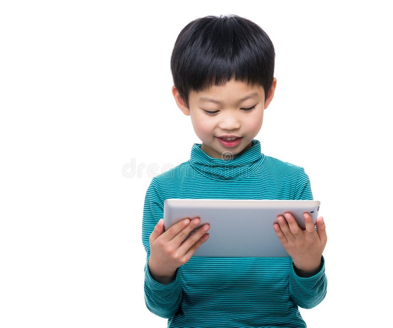 Little boy using tablet stock photo. Image of person - 40715976