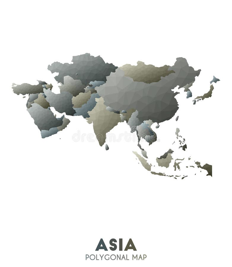 Asia Map. Actual Low Poly Style Continent Map Stock Vector ...