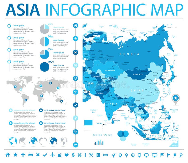 Asia Map - Info Graphic Vector Illustration Stock Illustration ...
