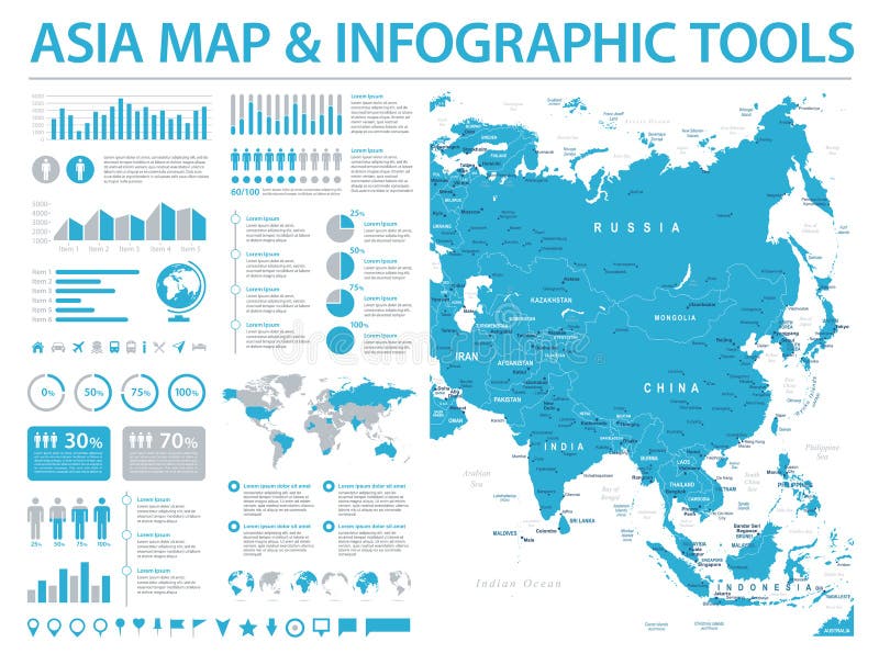 Asia Map - Info Graphic Vector Illustration Stock Illustration ...