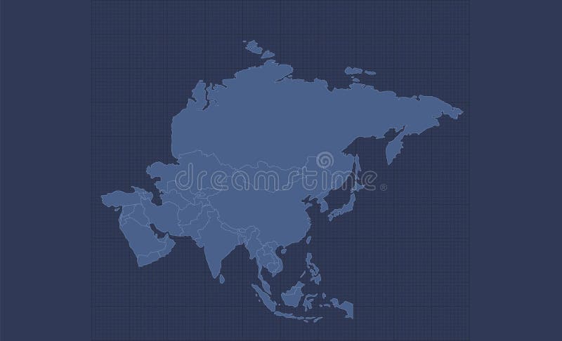 Asia Map, Individual States, Infographics Blue Flat Design Blank Stock ...