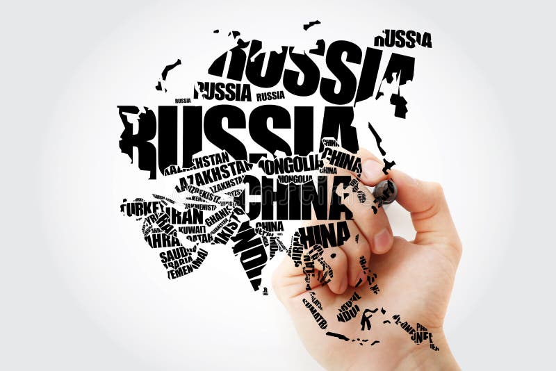 Asia Map in Typography Word Cloud Stock Illustration - Illustration of ...