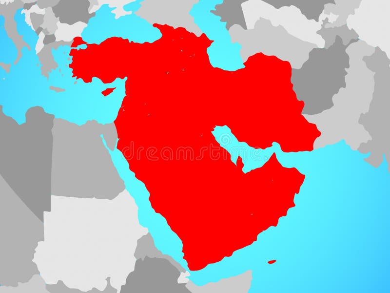 Mapa De Asia Occidental Con Fronteras De Los Estados. Stock de ...