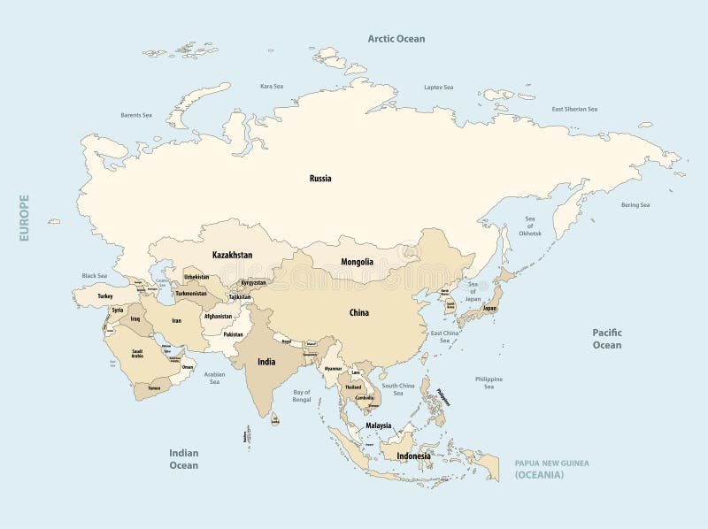 Asia Political Map. Location, Navigation and Travel Icons. Asian ...