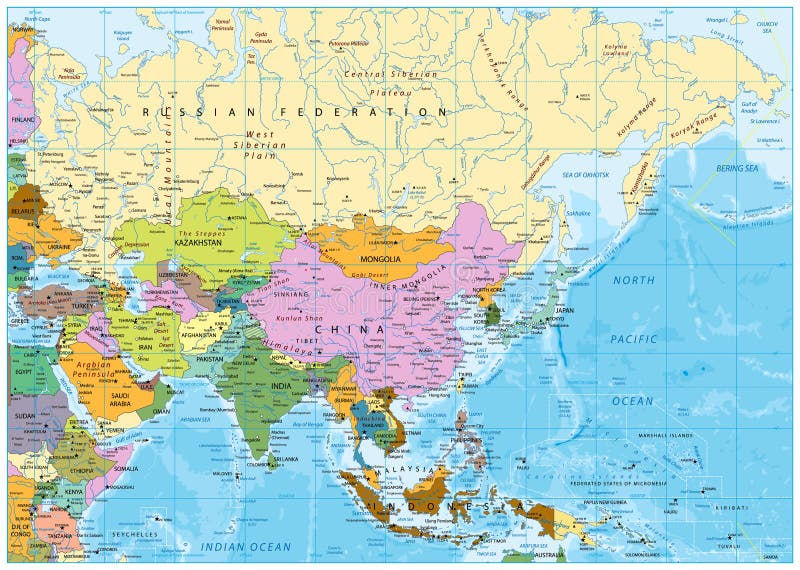East Asia Physical Map Rivers