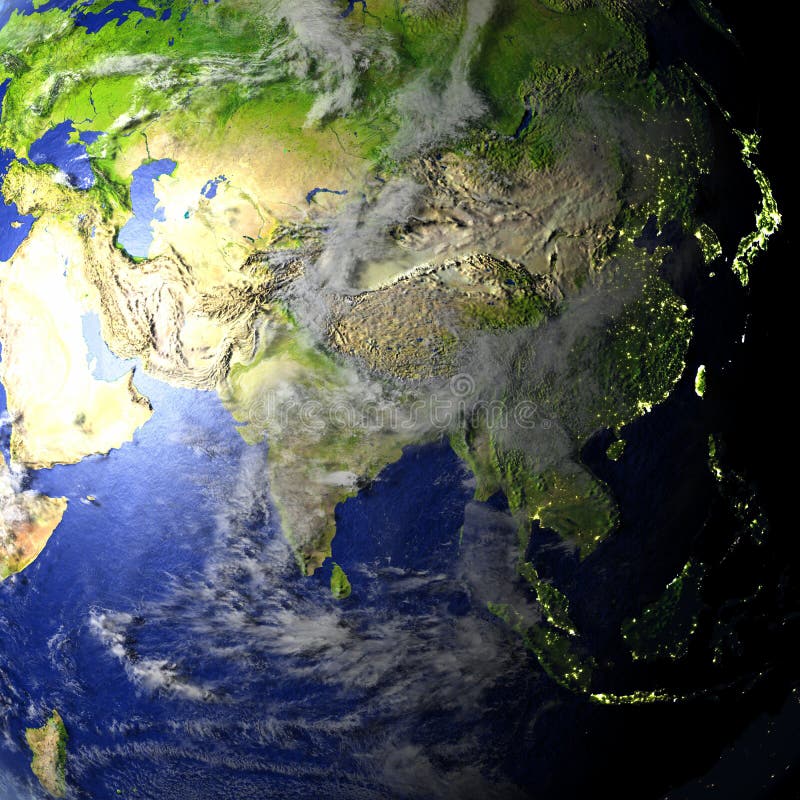 Asia on Realistic Model of Earth Stock Illustration - Illustration of ...