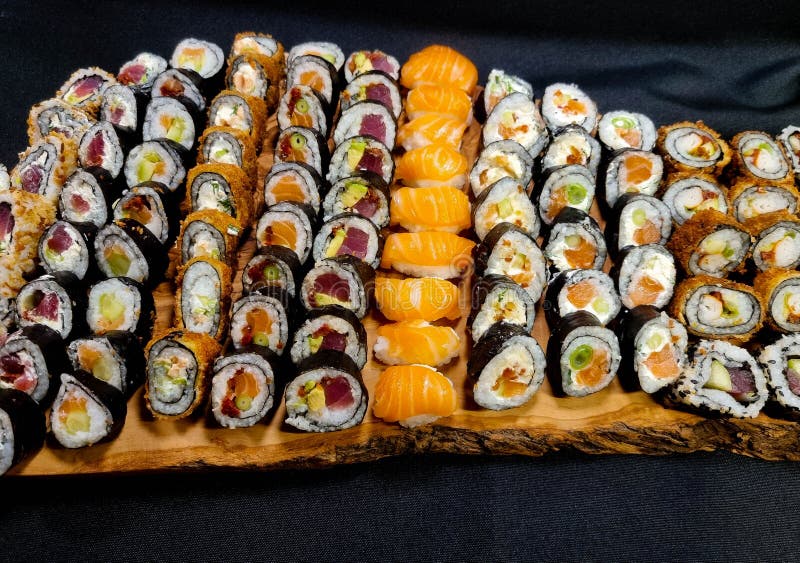 Asia seafood sushi stock photo. Image of fillet, nigiri - 259818118