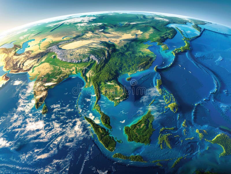 Asia from Space stock image. Image of high, scientific - 375690753