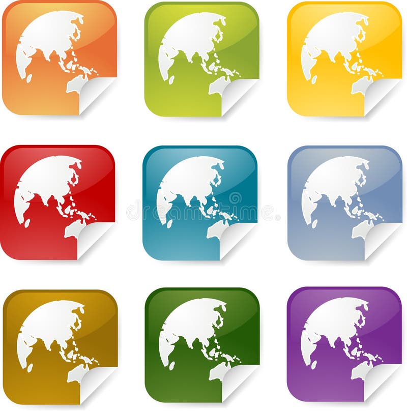Asia square sticker stock illustration. Illustration of clipart - 8628010