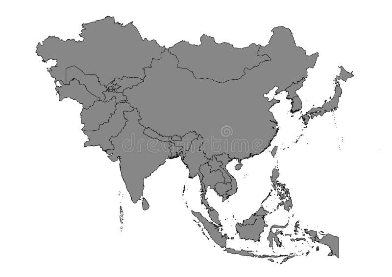 Asia State Map Vector Silhouette Stock Vector - Illustration of ...