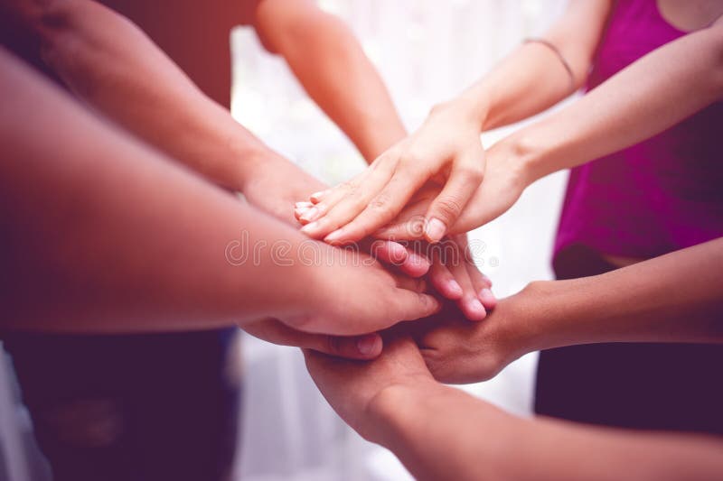 Asia Teamwork Hands Unite with Power is a Good Team of Successful ...