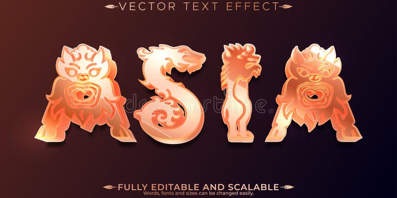 Asia Text Effect, Editable Continent and Culture Customizable Font ...
