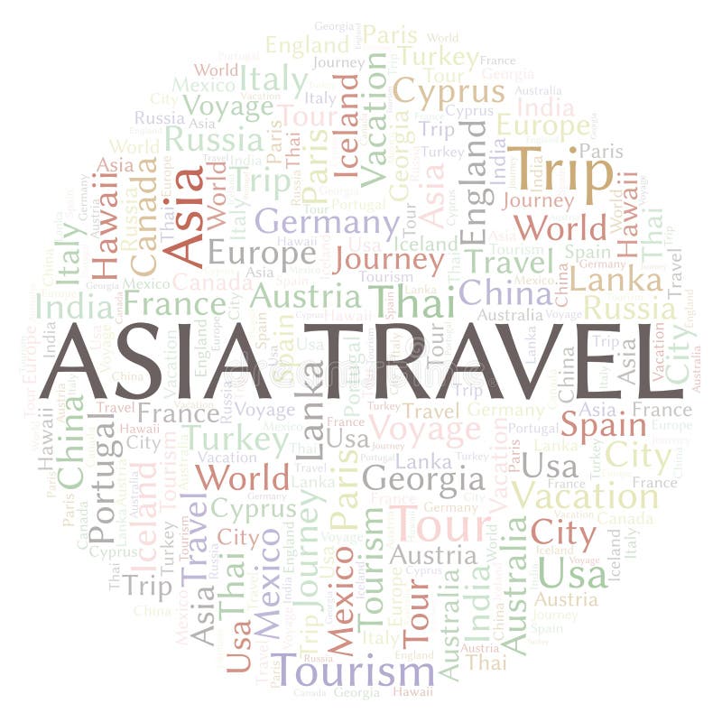 Asia Travel word cloud. stock illustration. Illustration of word ...