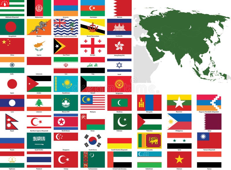 Azja flaga mapa ilustracja wektor. Ilustracja złożonej z kraje - 48901782