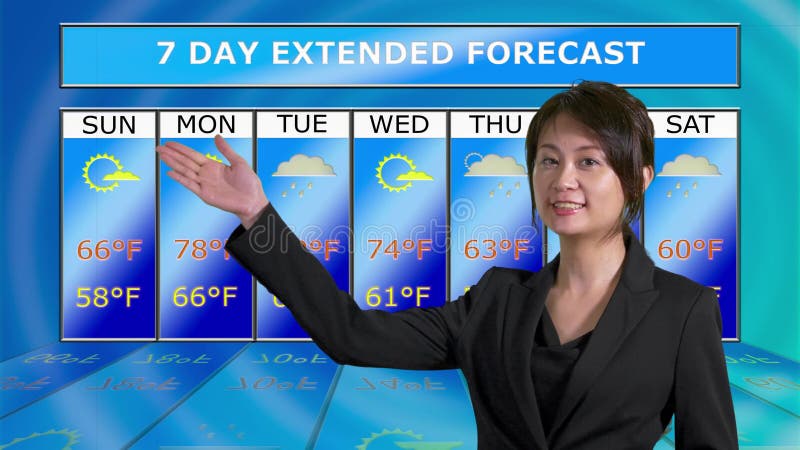 Female Weather Forecast Tv Presenter Isolated on Grey. Stock Footage ...